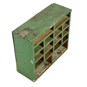 Vintage 1950s Large Industrial Painted Green Wood Factory Cubby ...
