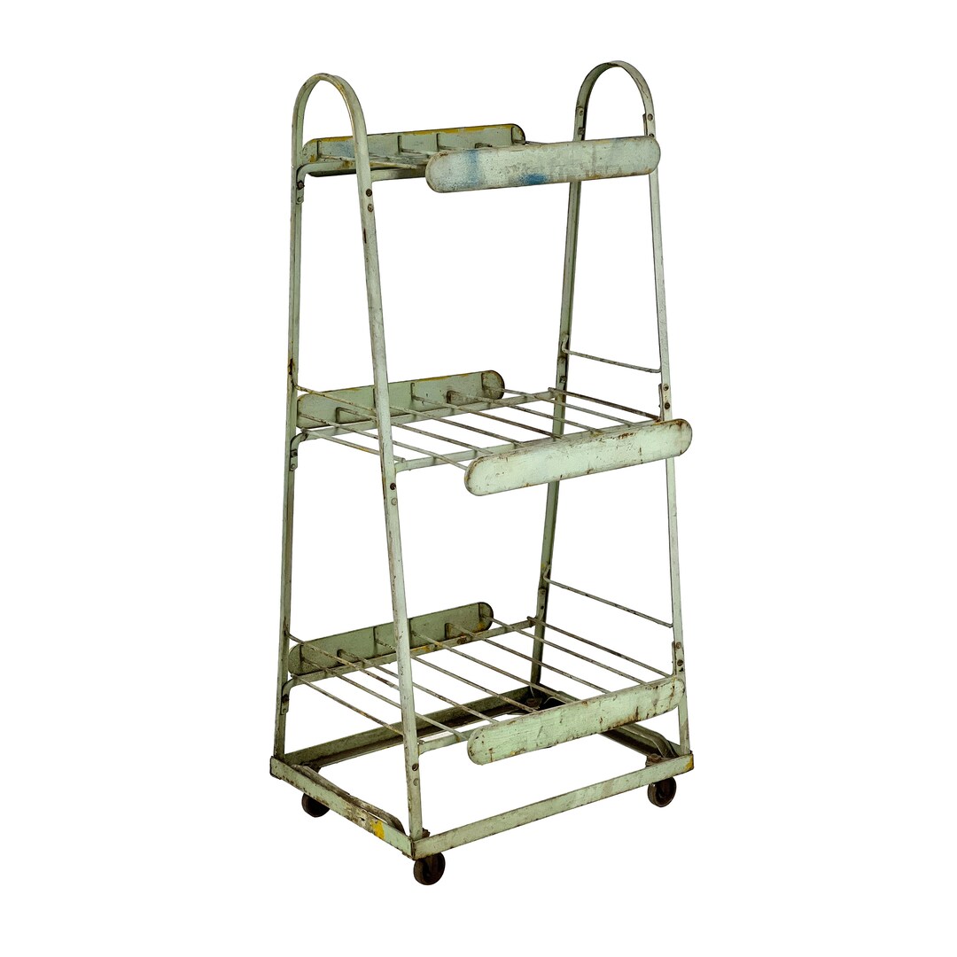 Vintage 1940s Industrial Mint Green Storage Rack Advertising Store ...