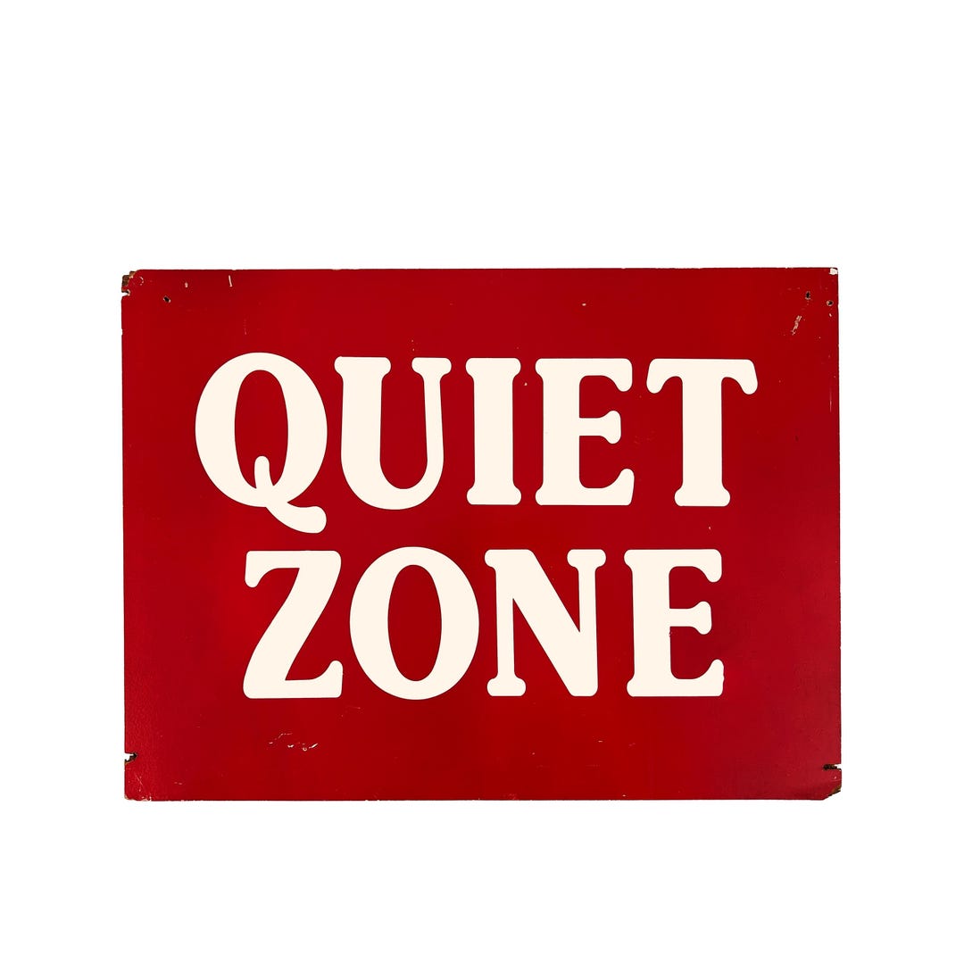 Vintage 1970s 24" X 18" Large Double-sided Wood Painted Red QUIET ZONE ...