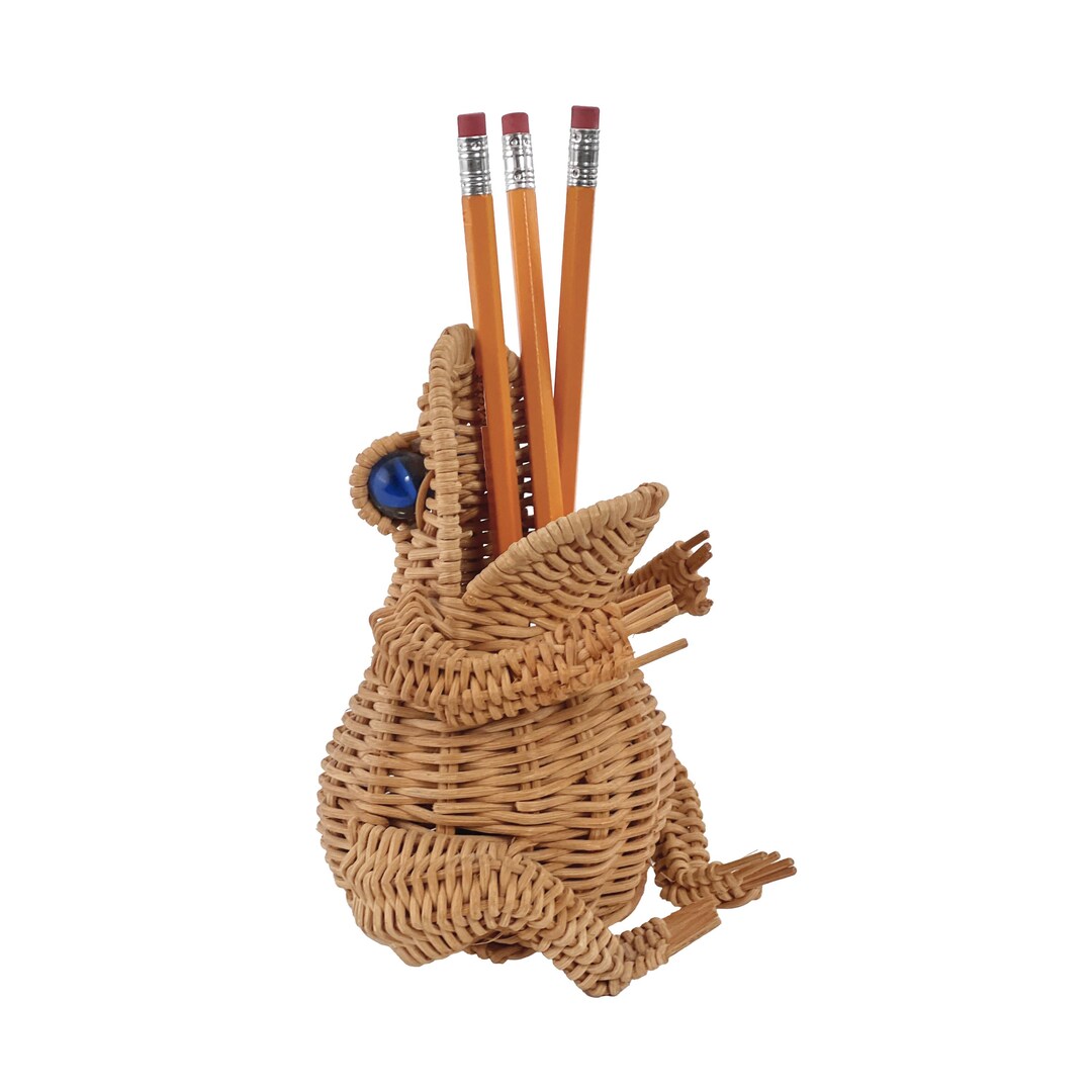 Vintage 1970s 6" Wicker Frog Pencil / Pen / Air Plant Holder - Etsy