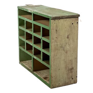 Vintage 1950s Large Industrial Painted Green Wood Factory Cubby ...