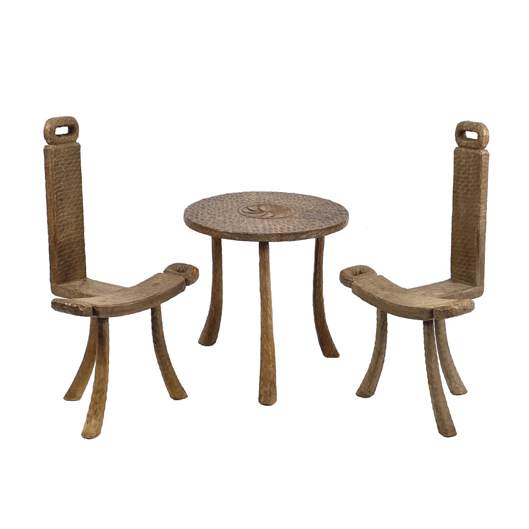 Vintage 1960s Spanish Chip Carved Wood Birthing Chairs W/ Whirligig ...