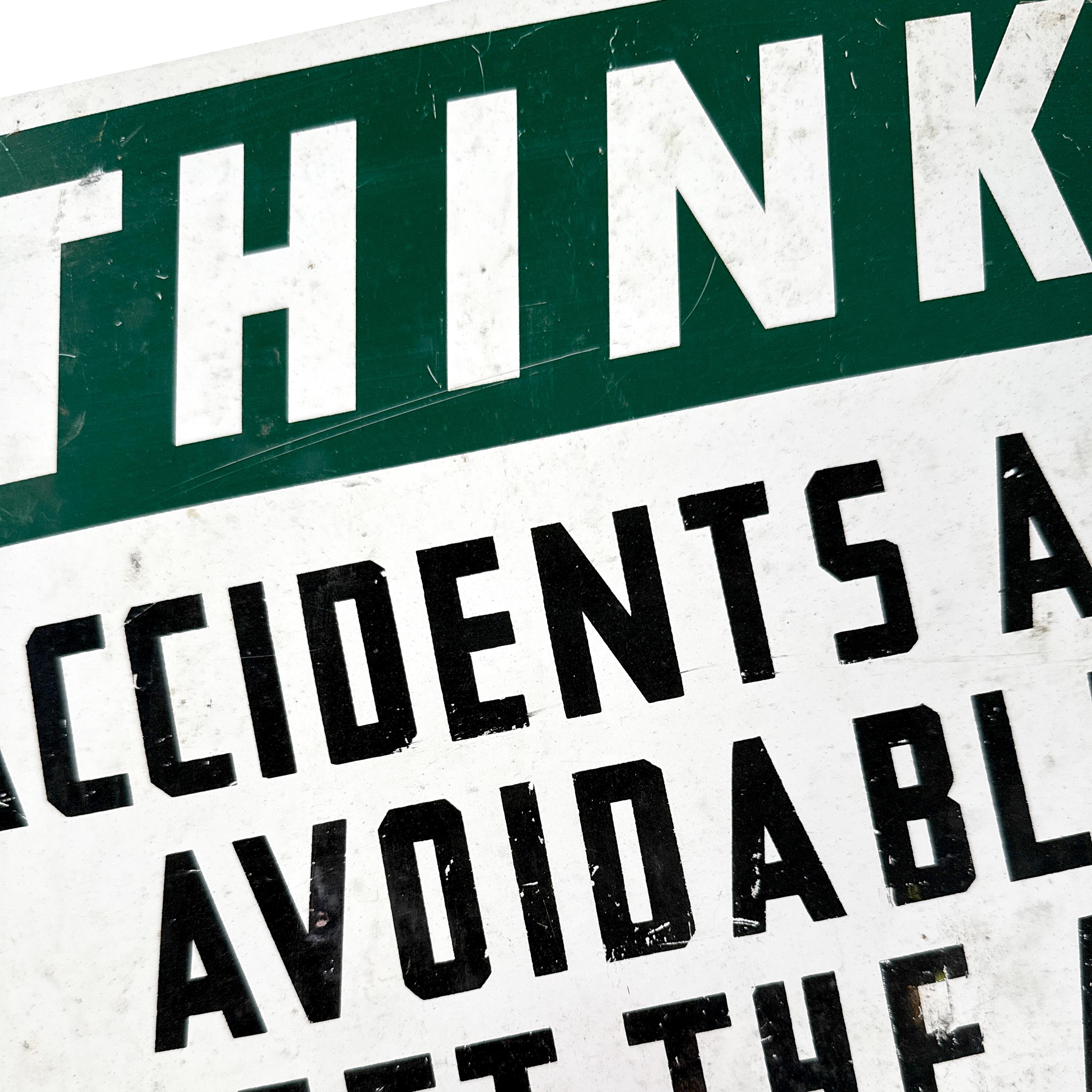 Vintage 1960s 14" X 10" Industrial Safety Sign "think Accidents Are ...