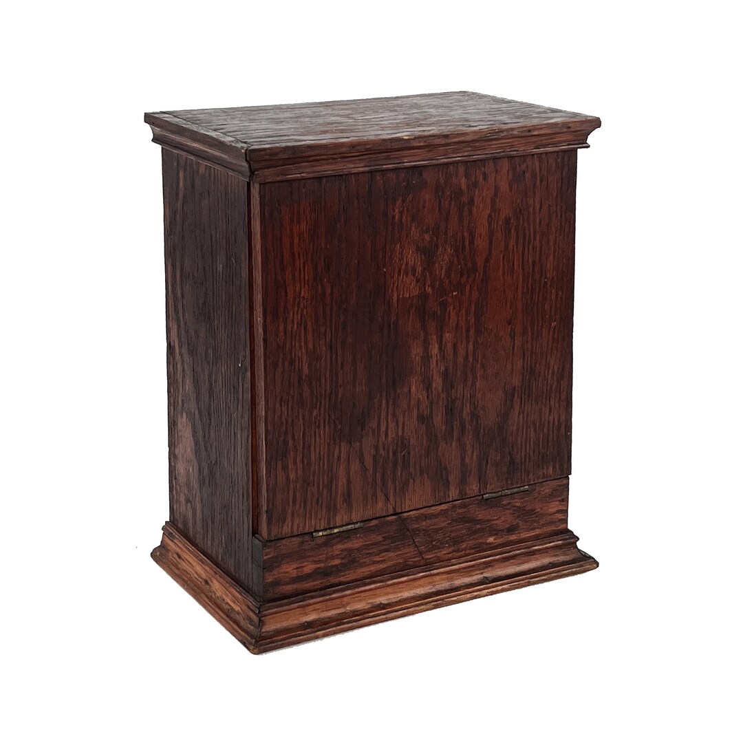 Vintage 1940s Oak Wood File Card Catalog Storage Box W/ Brass Dividers ...