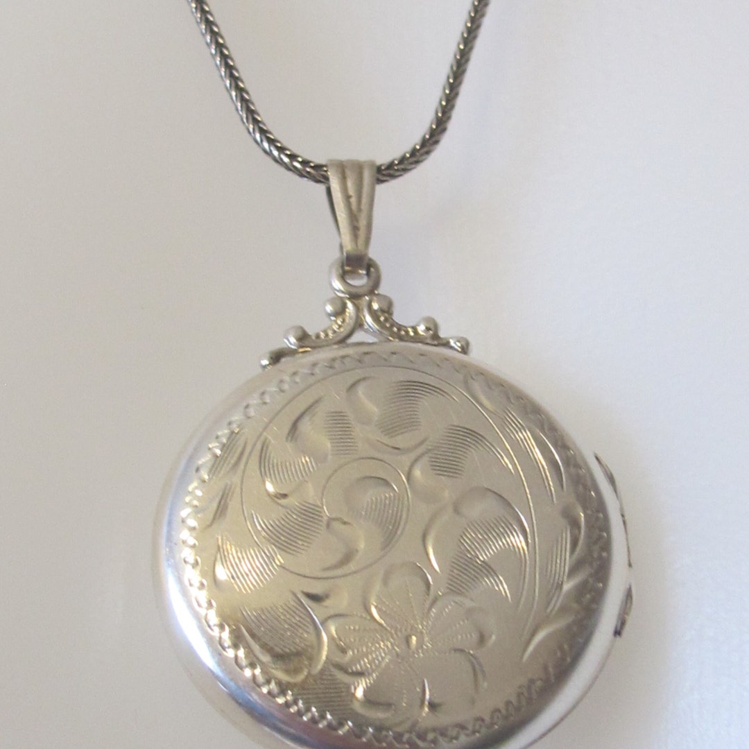 Birks Vintage Art Deco Extra Large Round Sterling Silver Floral Etched ...