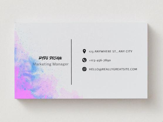 Business Card Grey Black Color Pink Blue Modern Elegant Name Initials ...