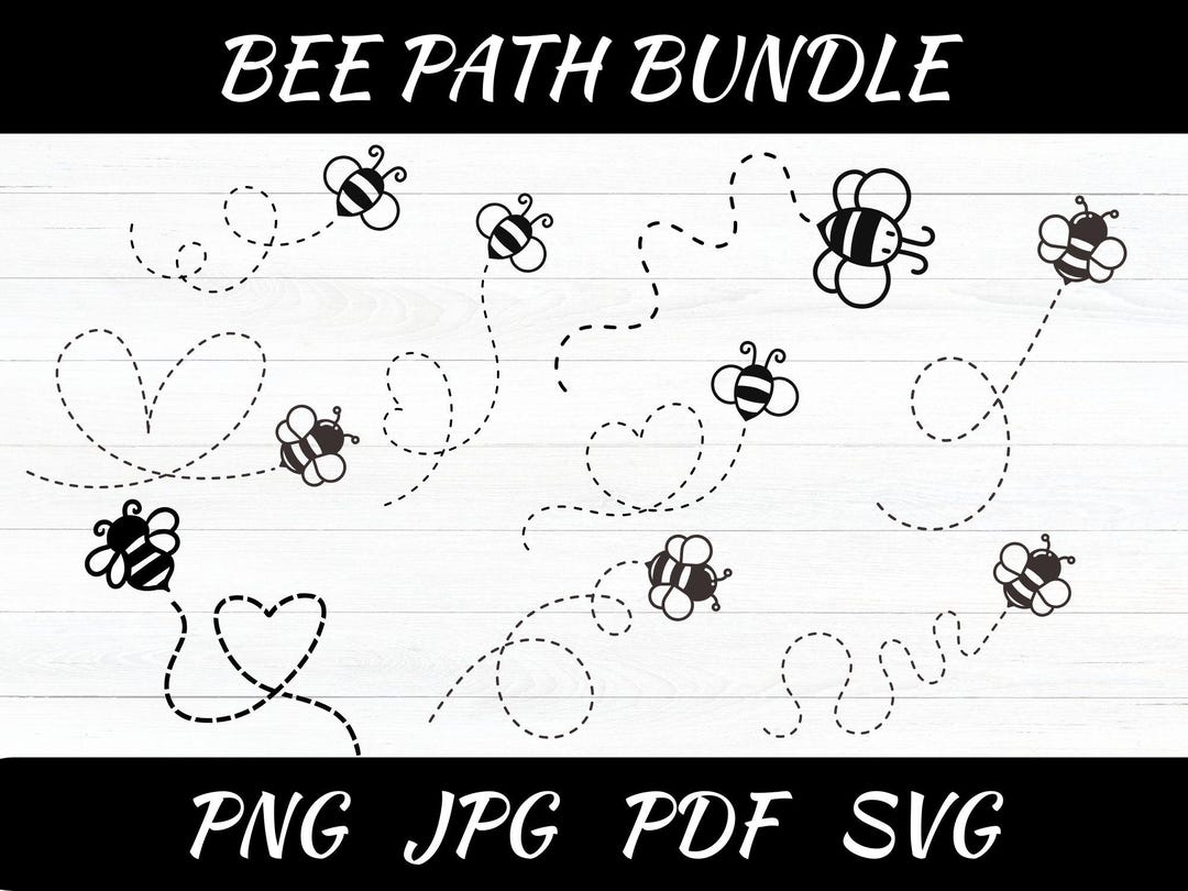 Bee Path Bundle SVG PNG Files for Cutting Machines, Digital Clipart ...