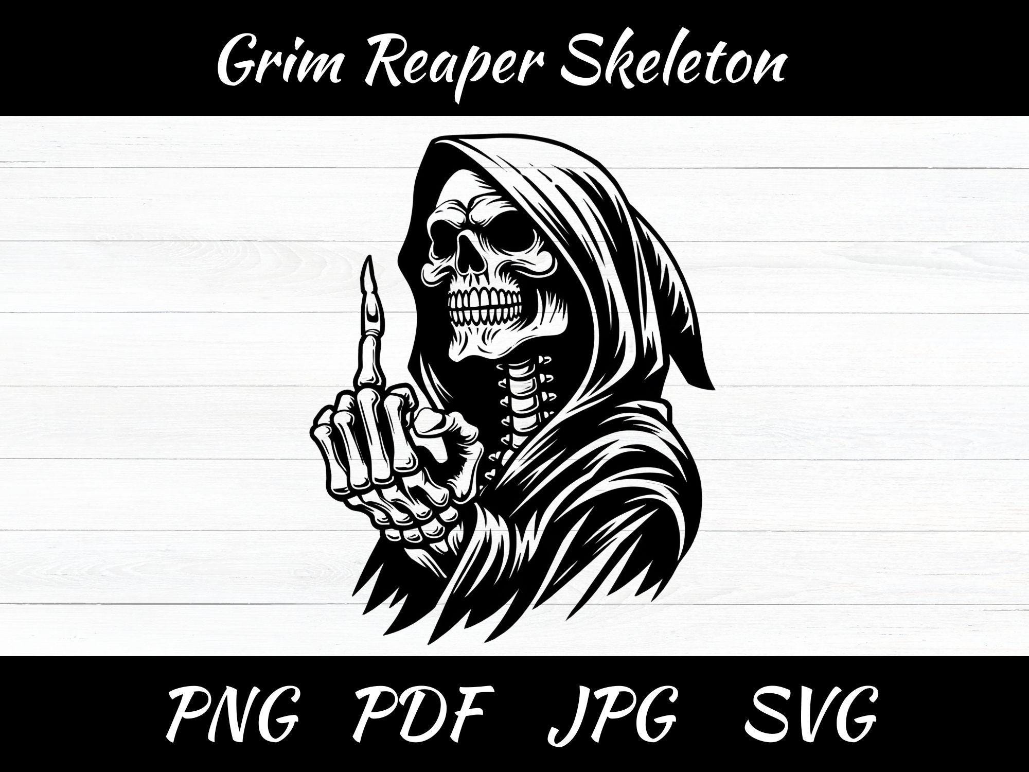 Grim Reaper Skeleton Cut Files | Grim Reaper Finger Skull Vector ...