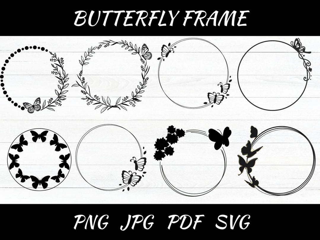 BUTTERFLY FRAME SVG Bundle Butterfly Border Svg Files Butterfly Clipart ...