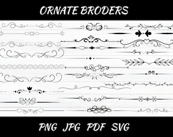 Ornate Borders, SVG, PNG, JPG, Digital Cut File, Commercial Use ...