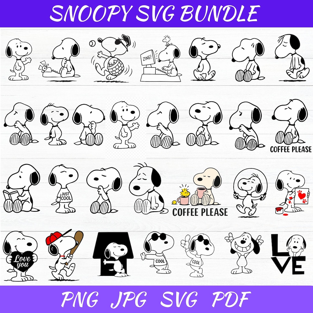 Snoopy SVG Bundle: Peanuts Cartoon Clipart, Cricut Cut Files (digital ...