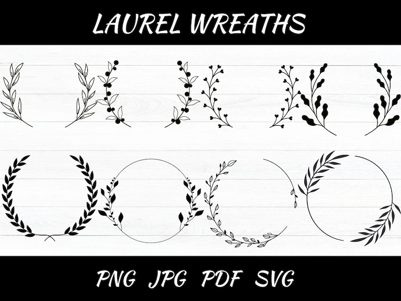 Laurel Wreath SVG Bundle: Floral Circle Border, Monogram Cut File ...