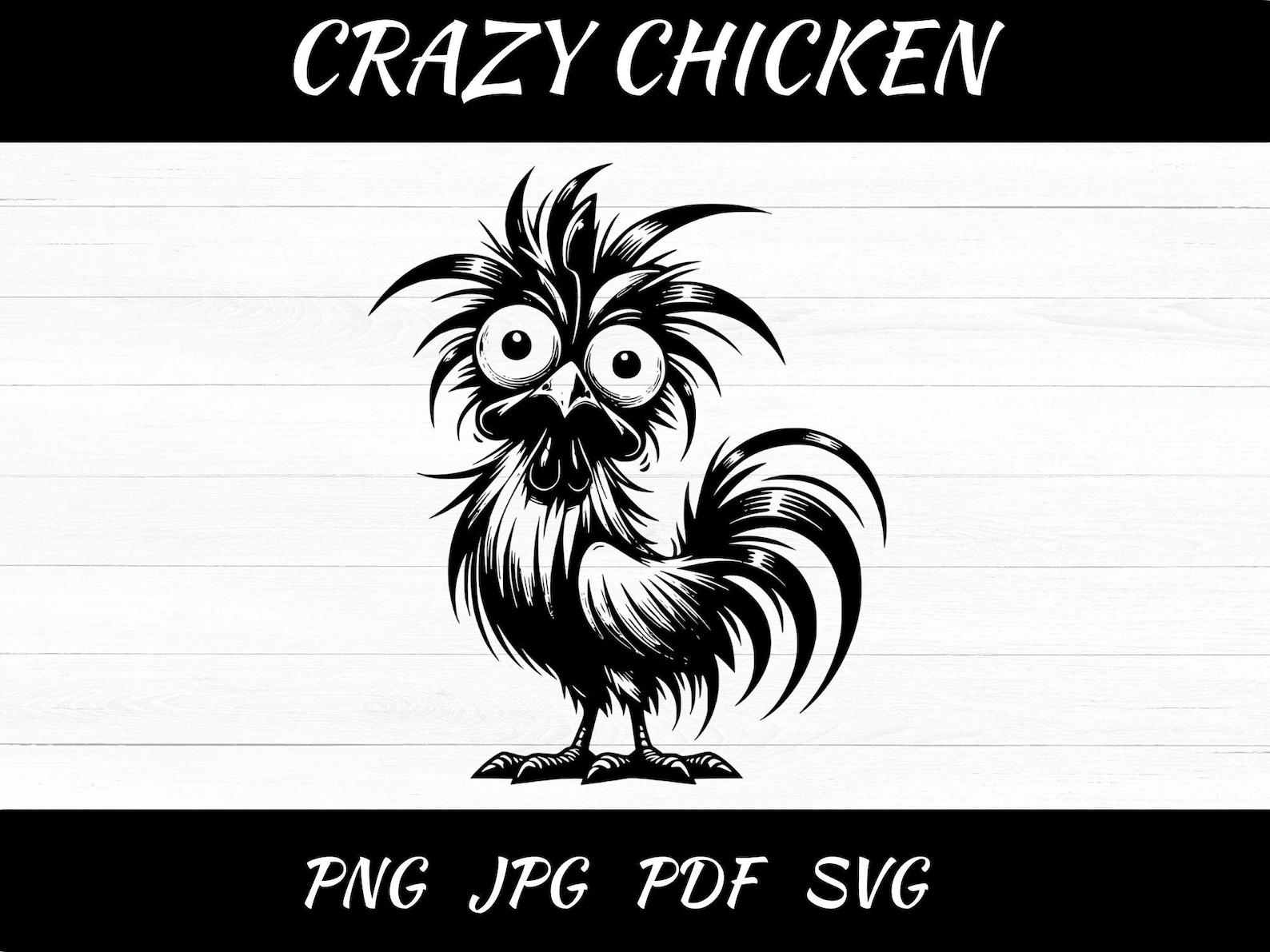 Crazy Chicken Vector: Funny Rooster Clipart (SVG, PNG) - Etsy