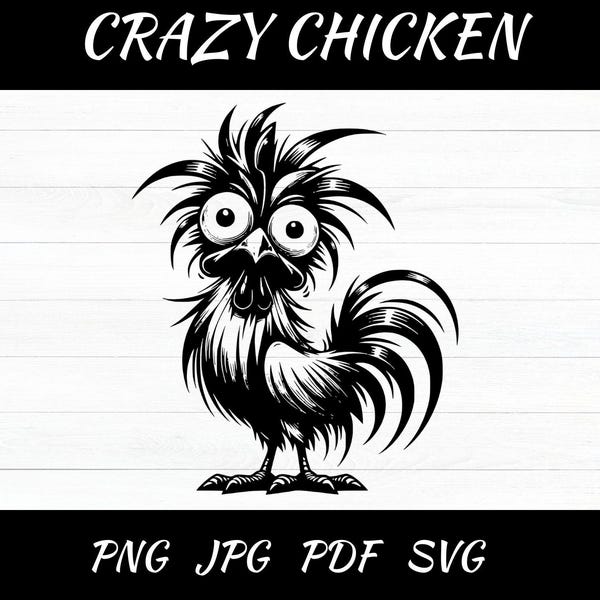 Crazy Chicken Svg - Etsy