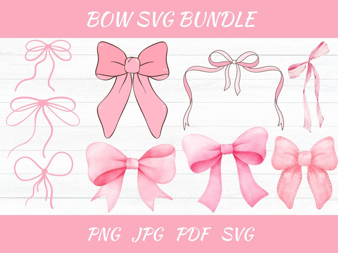 Bow SVG Bundle: Ribbon, Wavy Frames, Hand Drawn (digital Download) - Etsy