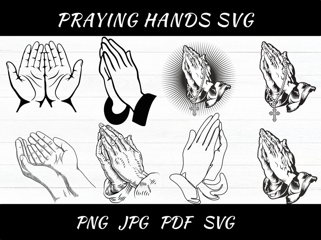 Praying Hands SVG Design, PNG PDF Great for T-shirts, Hats, Stickers ...