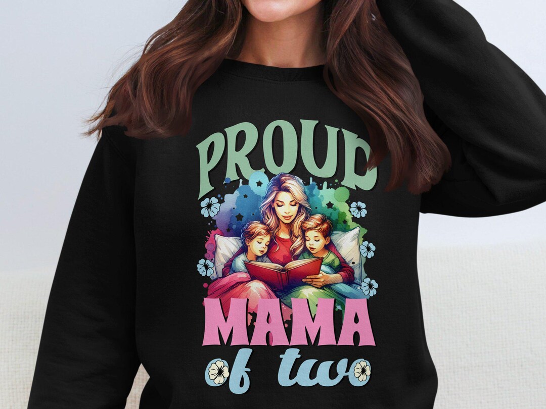Proud Mama of Two Digital Art, Mother With Children Print, Family ...