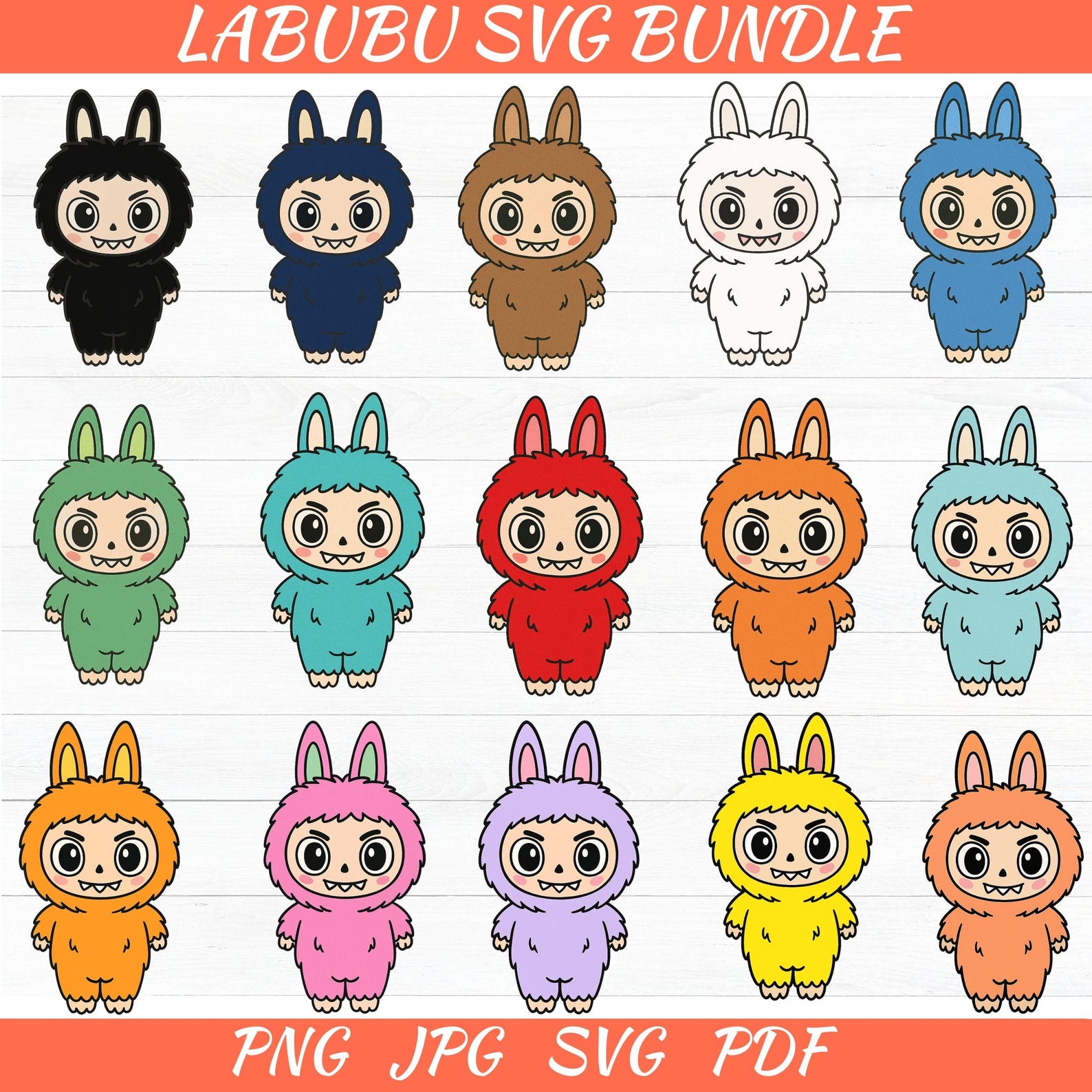 Labubu Svg Bundle - Labubu Clipart - Labubu Png - Cute Labubu Vector ...