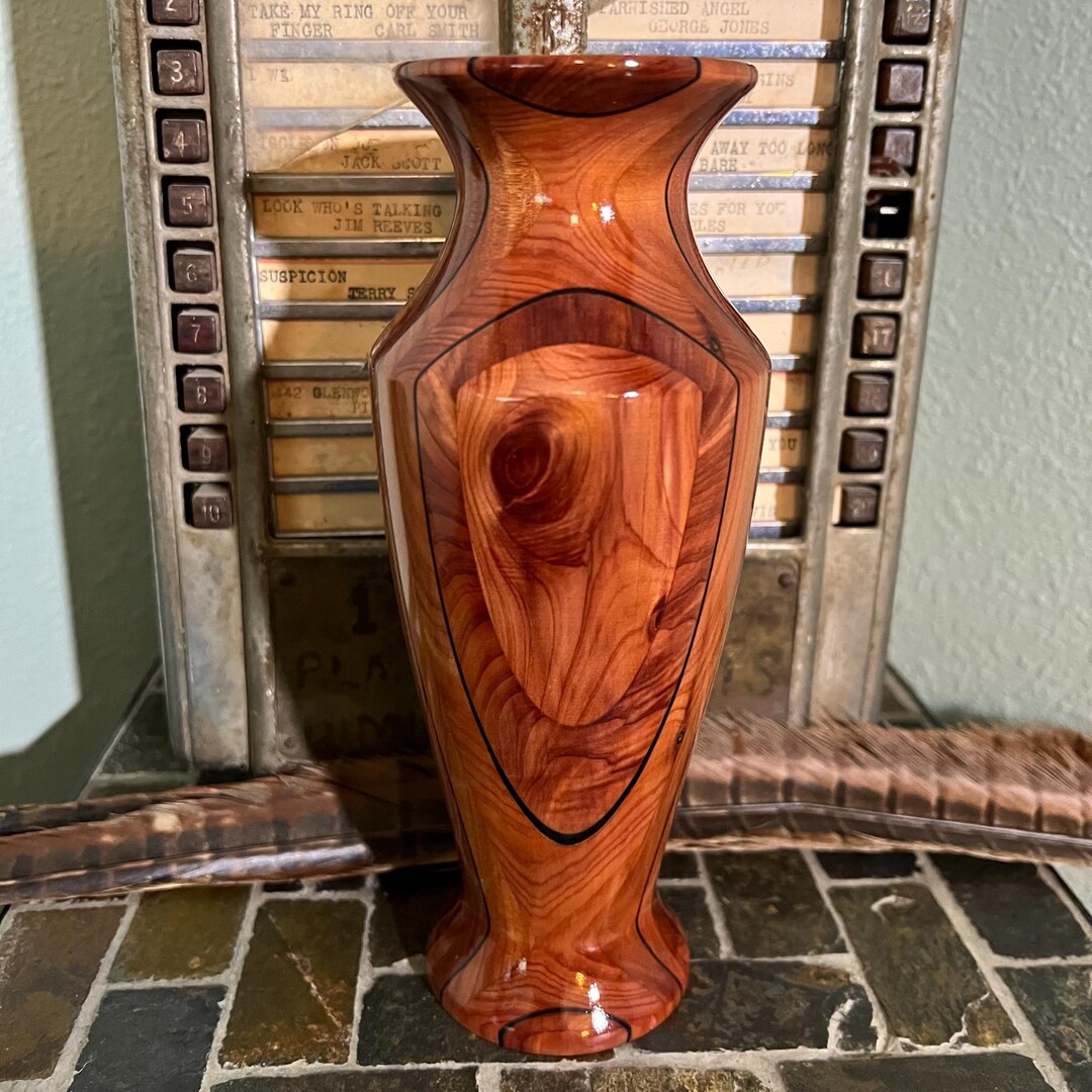 Red Cedar & Black Veneer Classic Vase - Etsy
