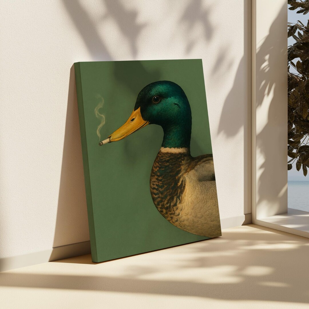 Mallard Smoking a Cigarette Vintage Poster Art Funny Duck Retro ...