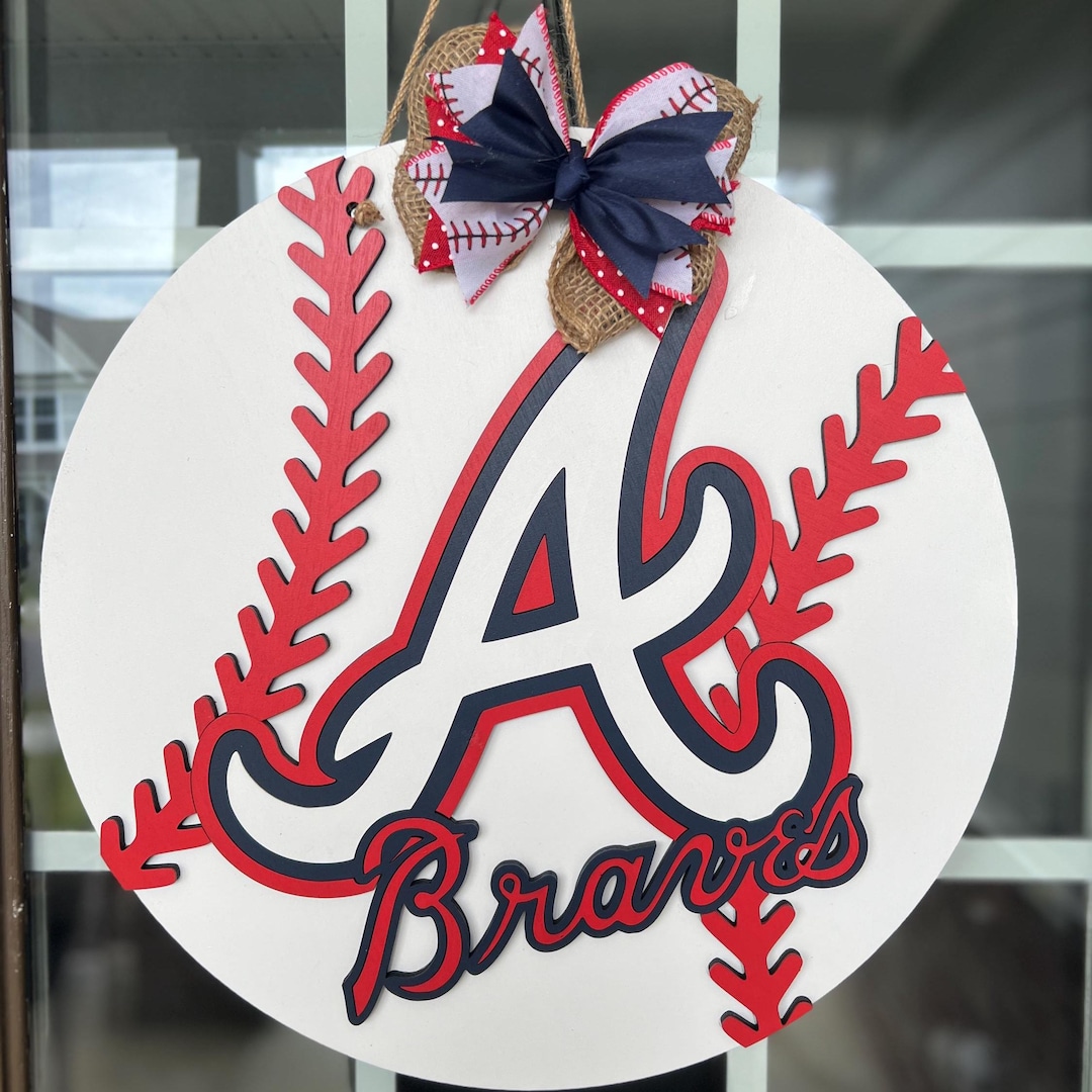 Handmade Atlanta Braves Door Hanger | Front Door Decor | Front Door ...