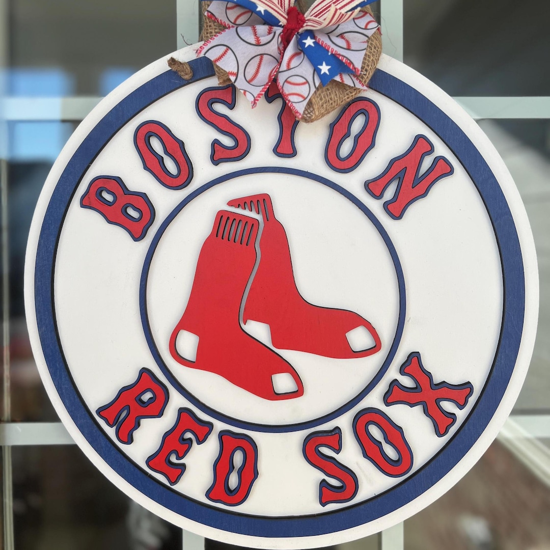 Boston Red Sox Baseball Door Hanger | Front Door Decor | Round Sign ...