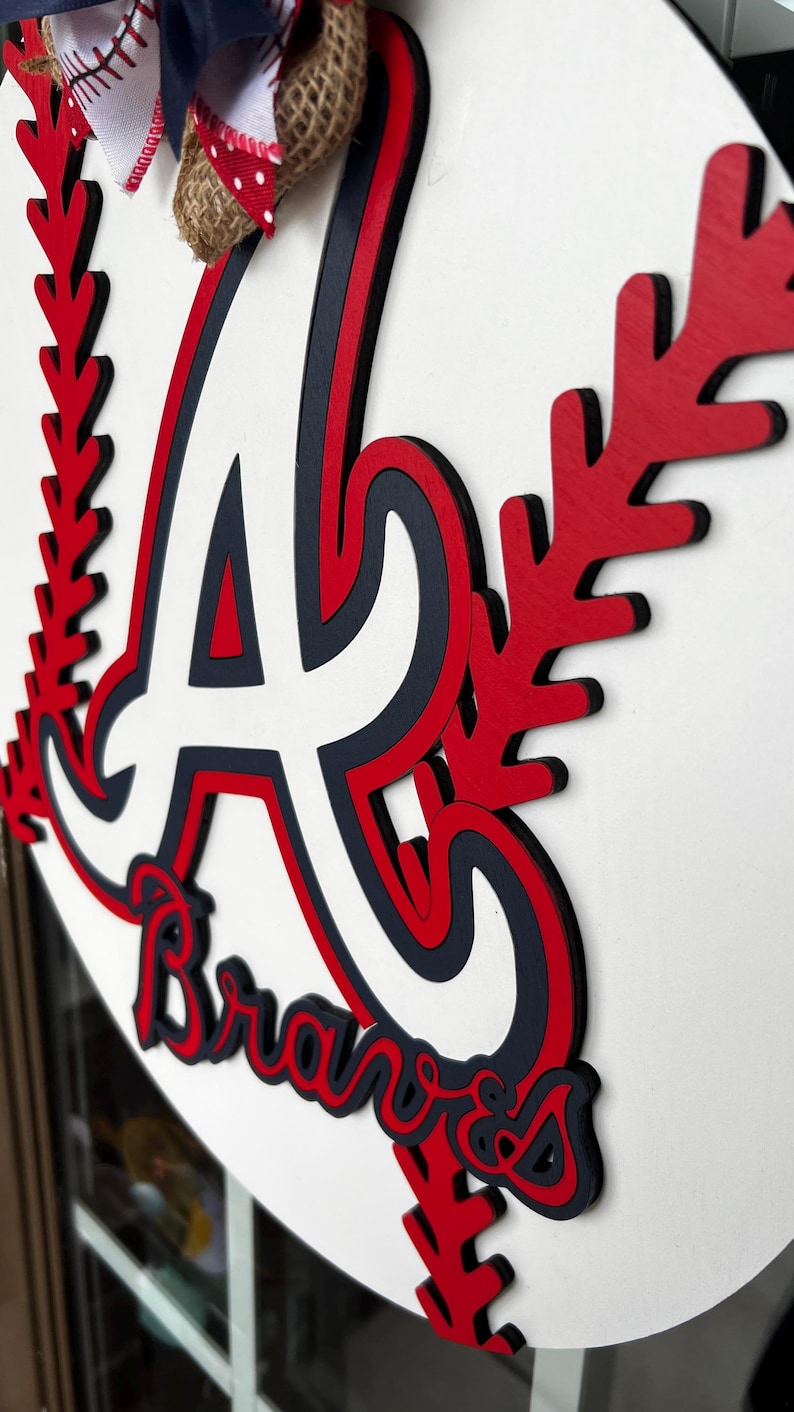 Handmade Atlanta Braves Door Hanger | Front Door Decor | Front Door ...