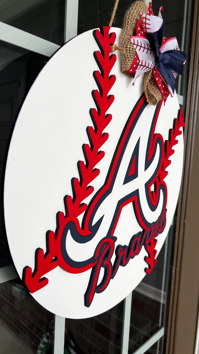 Handmade Atlanta Braves Door Hanger | Front Door Decor | Front Door ...