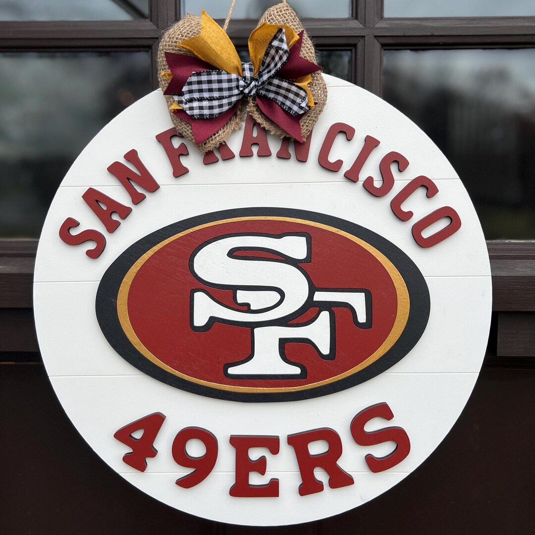 Handmade 49ers Door Hanger: 3D Wood Sign, SF Football Decor - Etsy