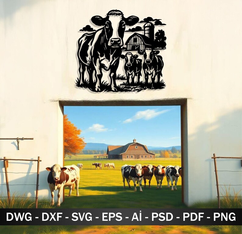 Farm Cow SVG Laser Cut File: Rustic Farmhouse Decor (digital Download ...
