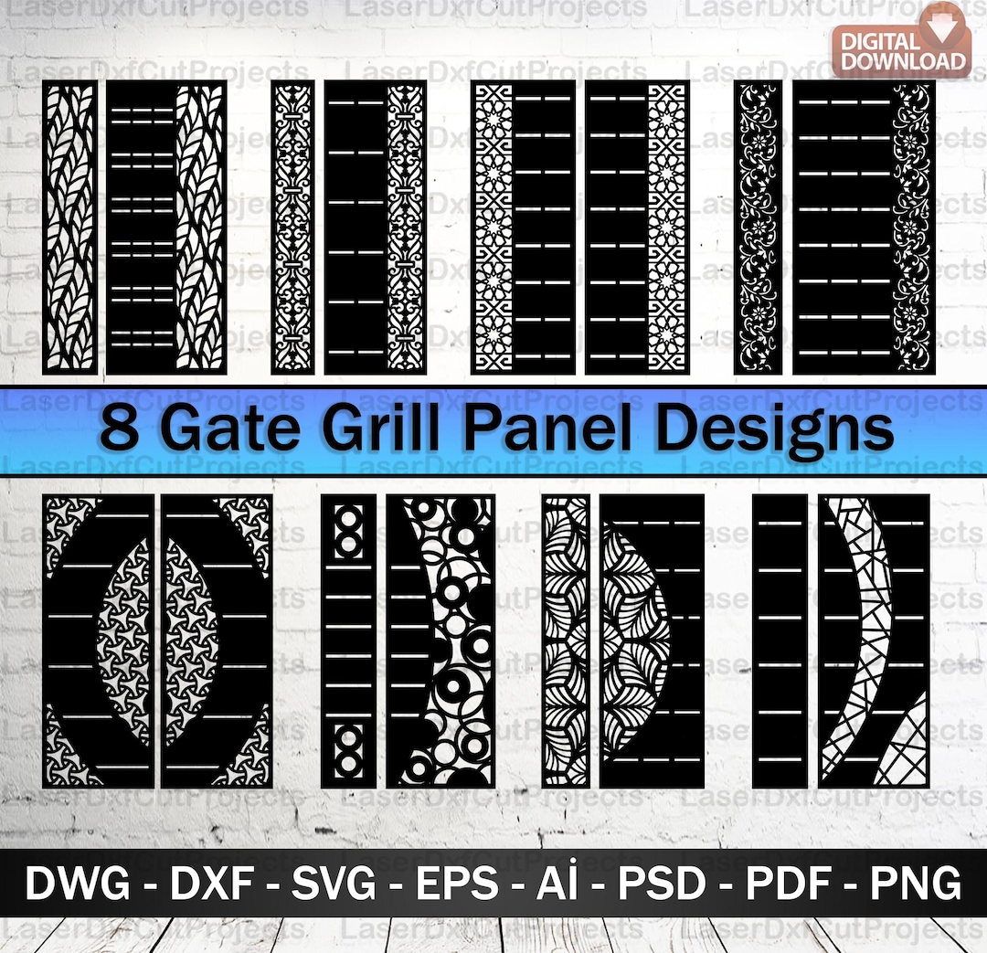 CNC Laser Cut Gate Grill Panel Designs: Metal Cutting Vector Files ...