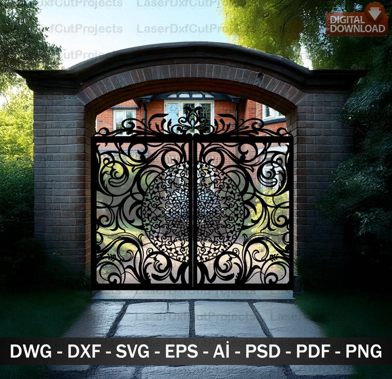 CNC Laser Cut Gate Grill Panel Designs: Villa & Mansion (digital ...