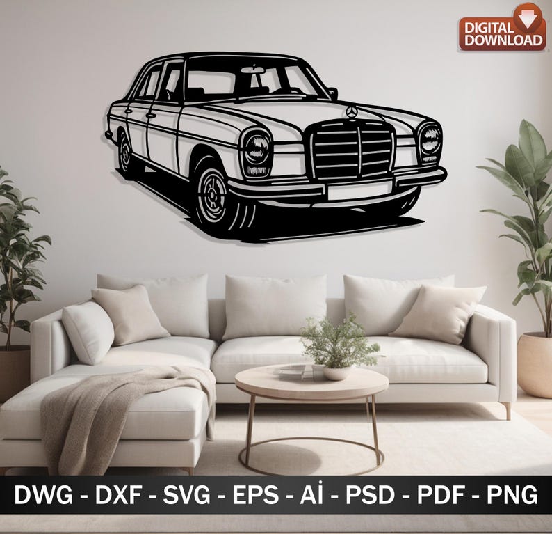 Mercedes W115 Laser Cut Wall Art DXF & SVG File – Digital Download for ...