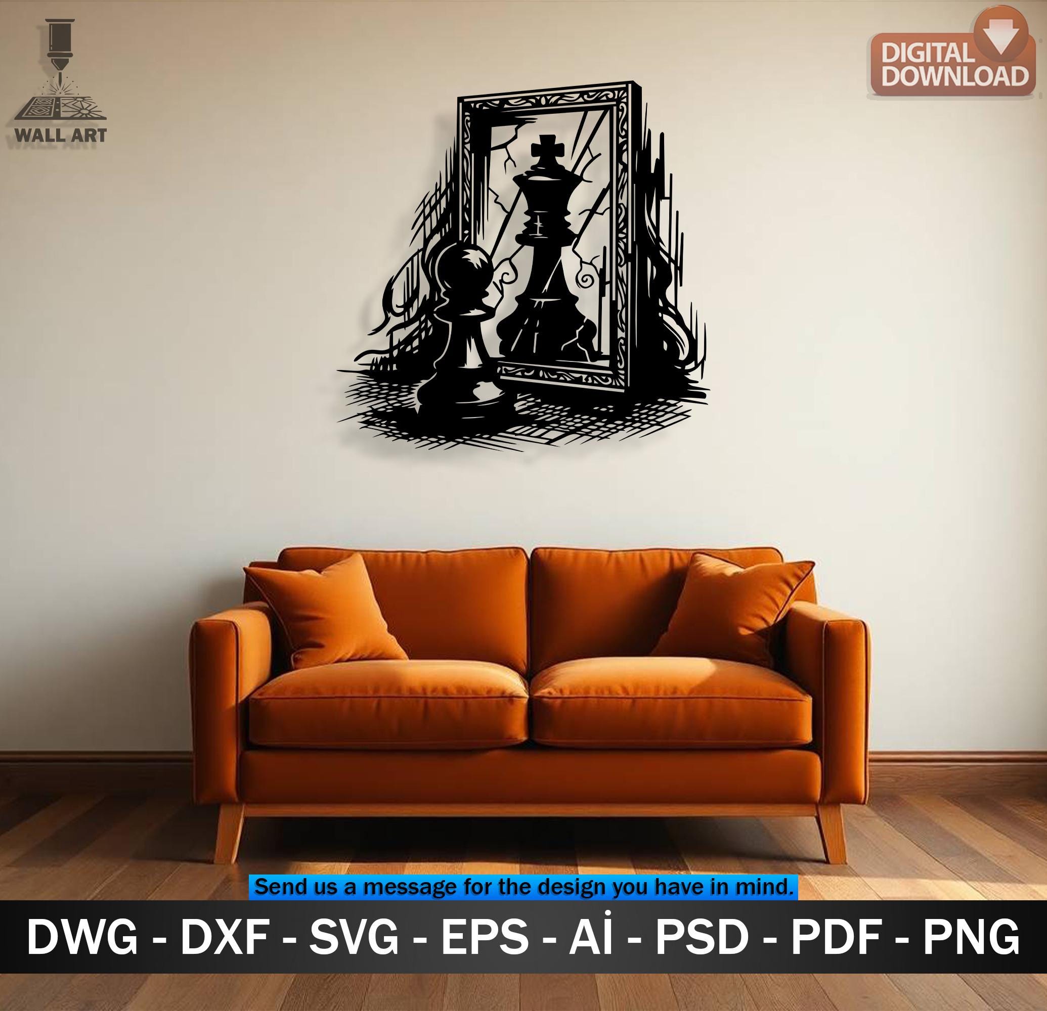 King’s Pawn Chess SVG DXF – Laser Cut CNC Wall Art Digital File - Etsy