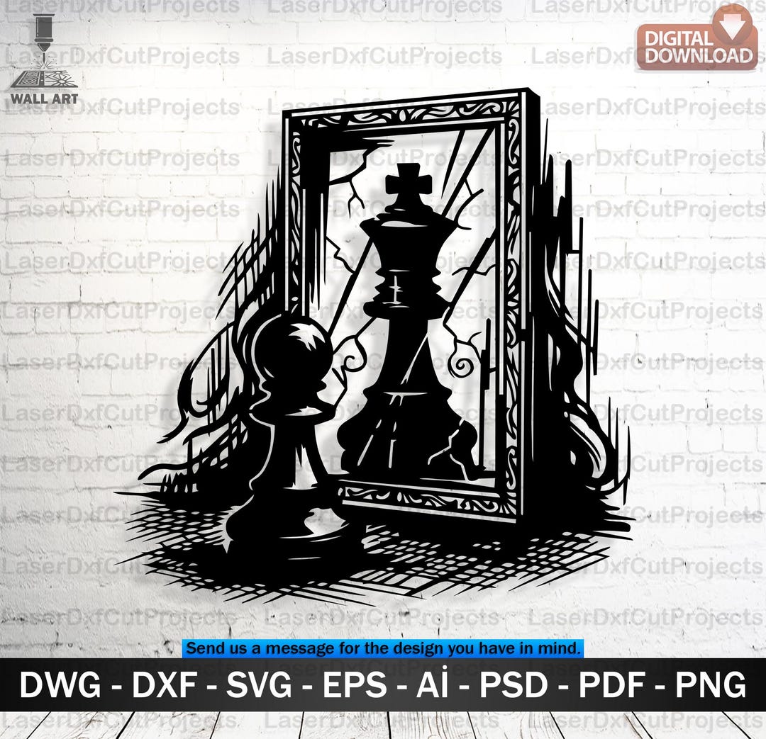King’s Pawn Chess SVG DXF – Laser Cut CNC Wall Art Digital File - Etsy