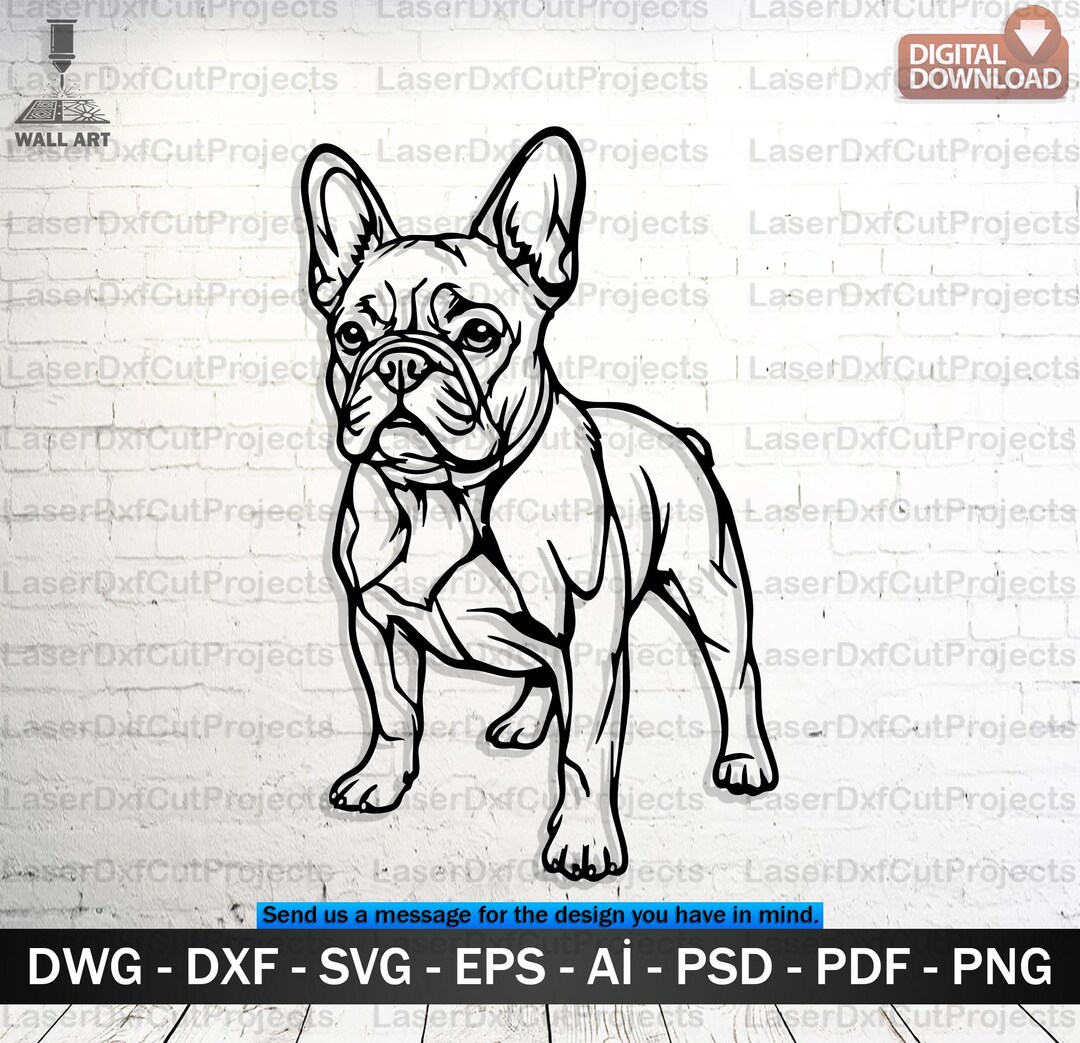 Frenchie Dog SVG DXF Cut File – CNC Laser Wall Art / Clipart - Etsy