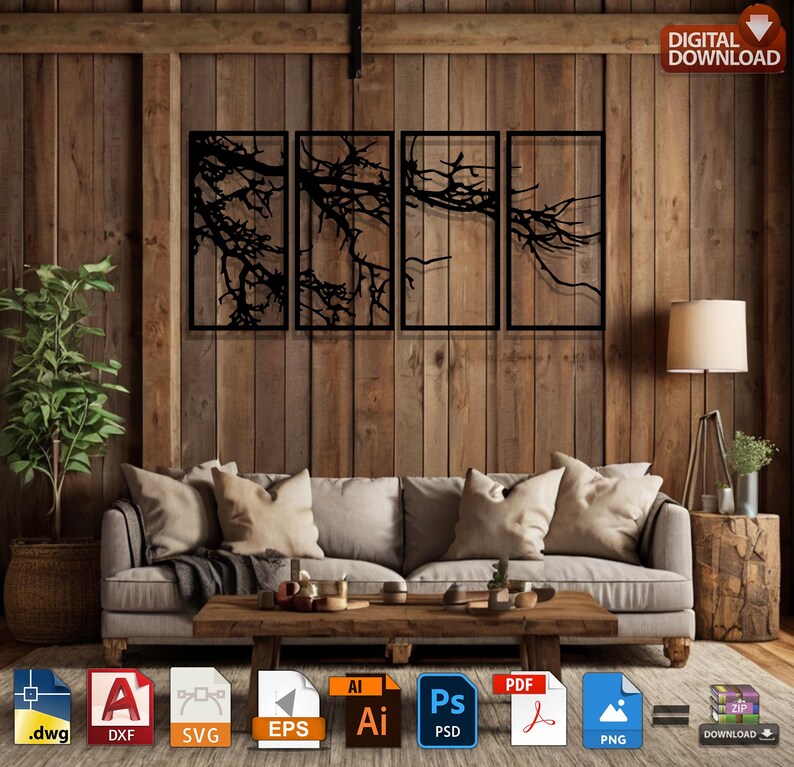 Tree Branch Laser Cut Files: CNC, Wall Art, Decal (digital Download ...