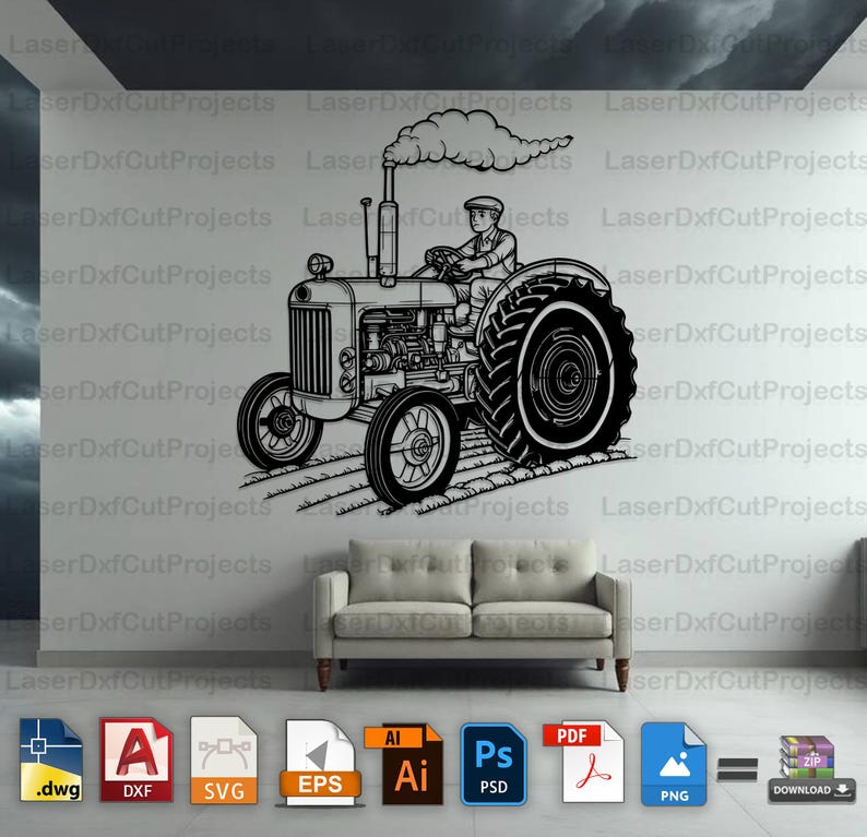 Tractor SVG File, Farm Silhouette Cut File, Farming Tractor Vector ...