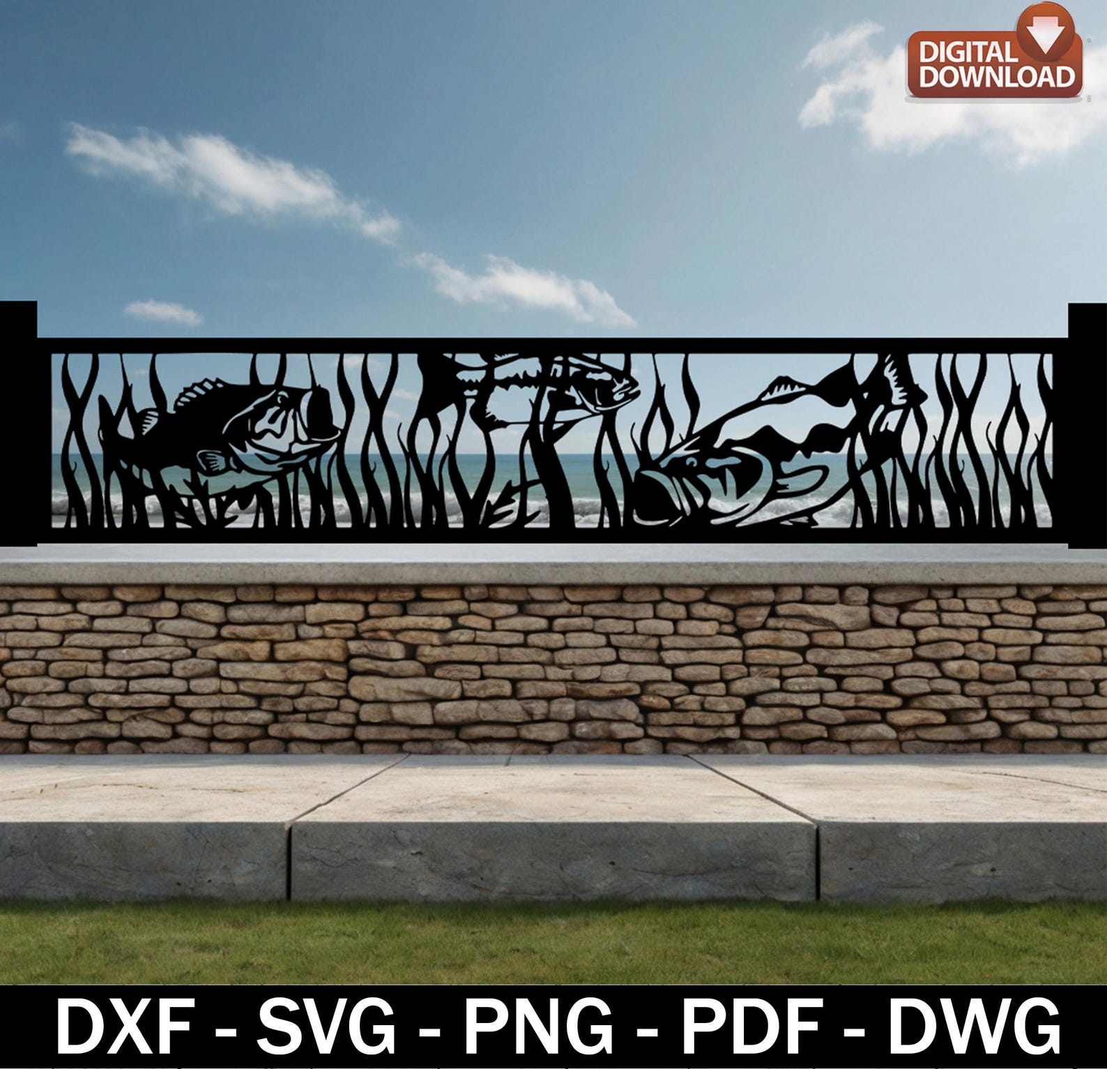Fish Panel SVG DXF: Wildlife Vector Art for CNC Laser Cut (digital ...