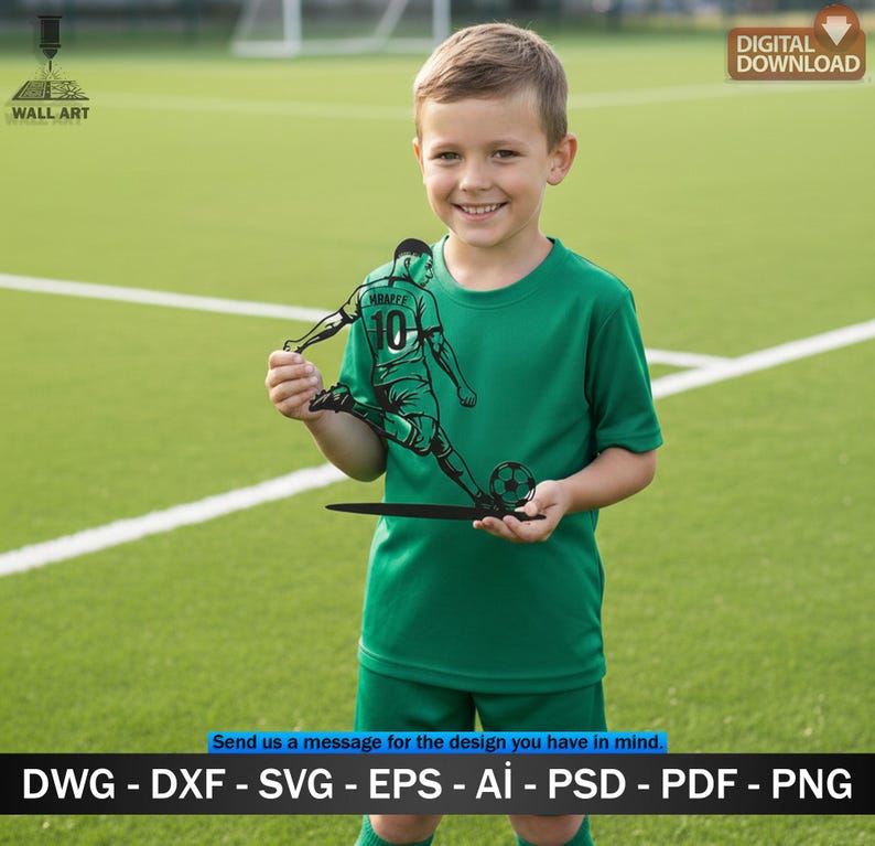 Kylian Mbappé SVG DXF – Laser Cut Metal Wall Art Digital File for CNC ...