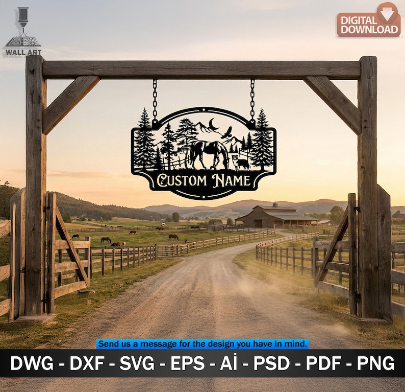 Personalized Horse & Dog Ranch Sign Template – Laser Cut File (digital ...