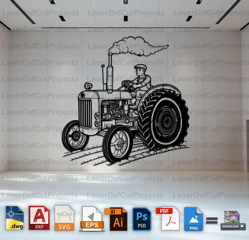 Tractor SVG File, Farm Silhouette Cut File, Farming Tractor Vector ...
