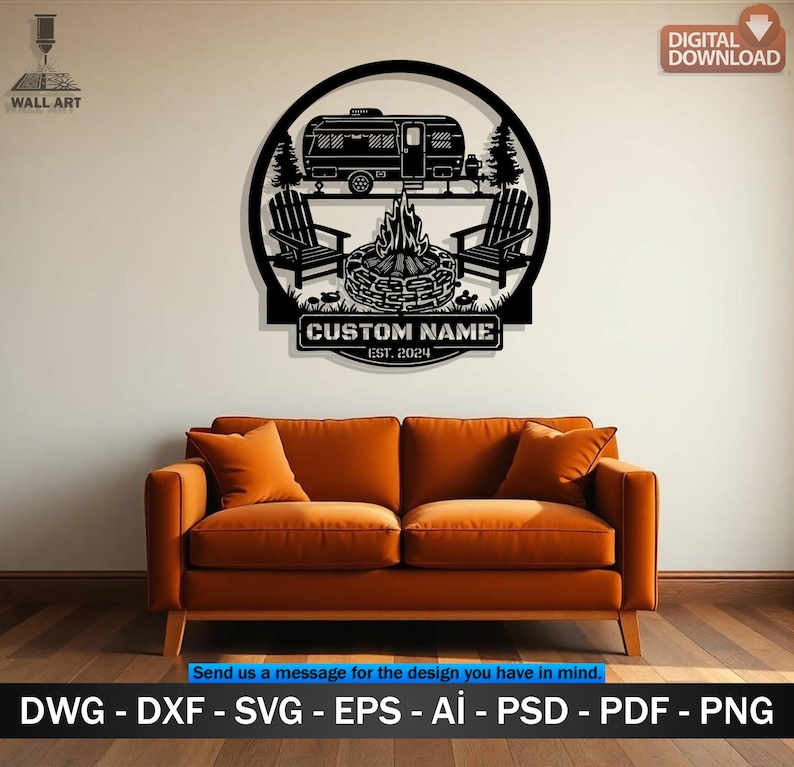 Camping Caravan Sign DXF SVG – Laser Cut File, Outdoor Decor (digital ...
