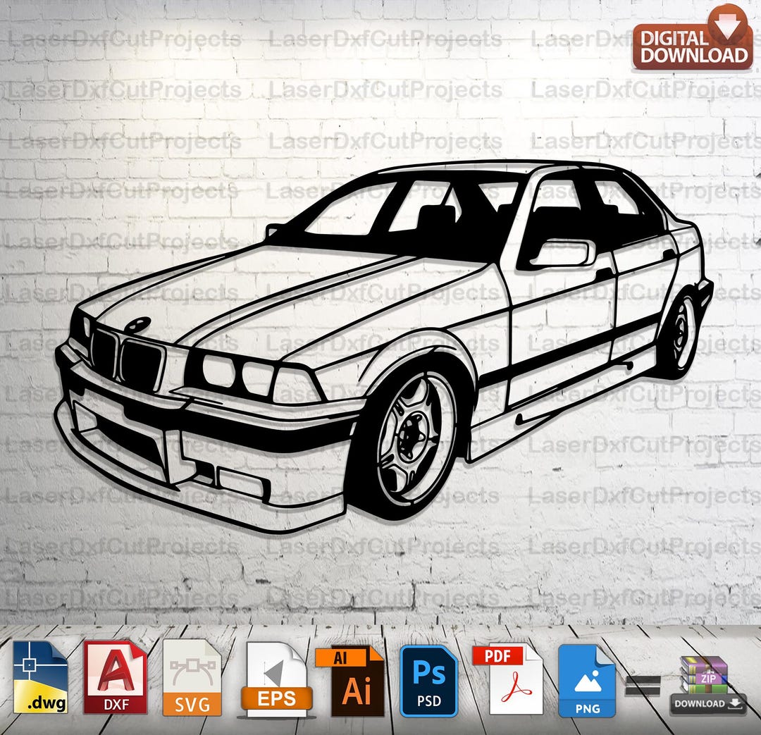 Buy BMW E36 Vector File: Laser Cut Car Design (digital Download) Online ...