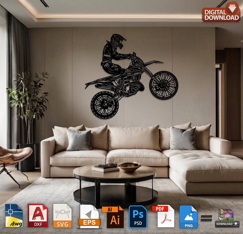 Motocross Rider SVG DXF: Laser Cut File for CNC, Cricut (digital ...