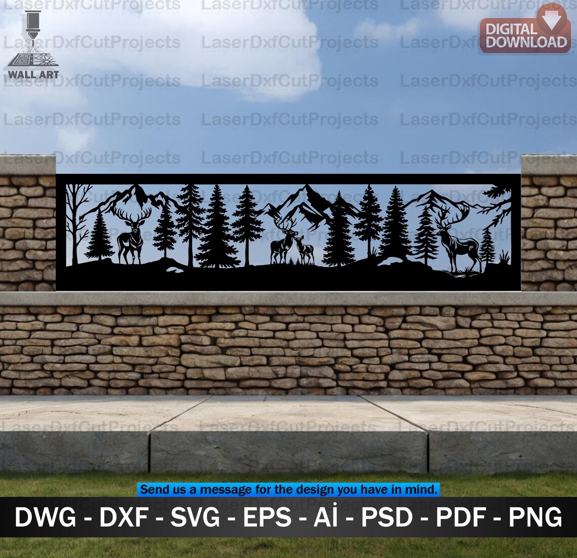 Wildlife Scene CNC Panel – Deer Silhouette Laser Cut File (digital ...