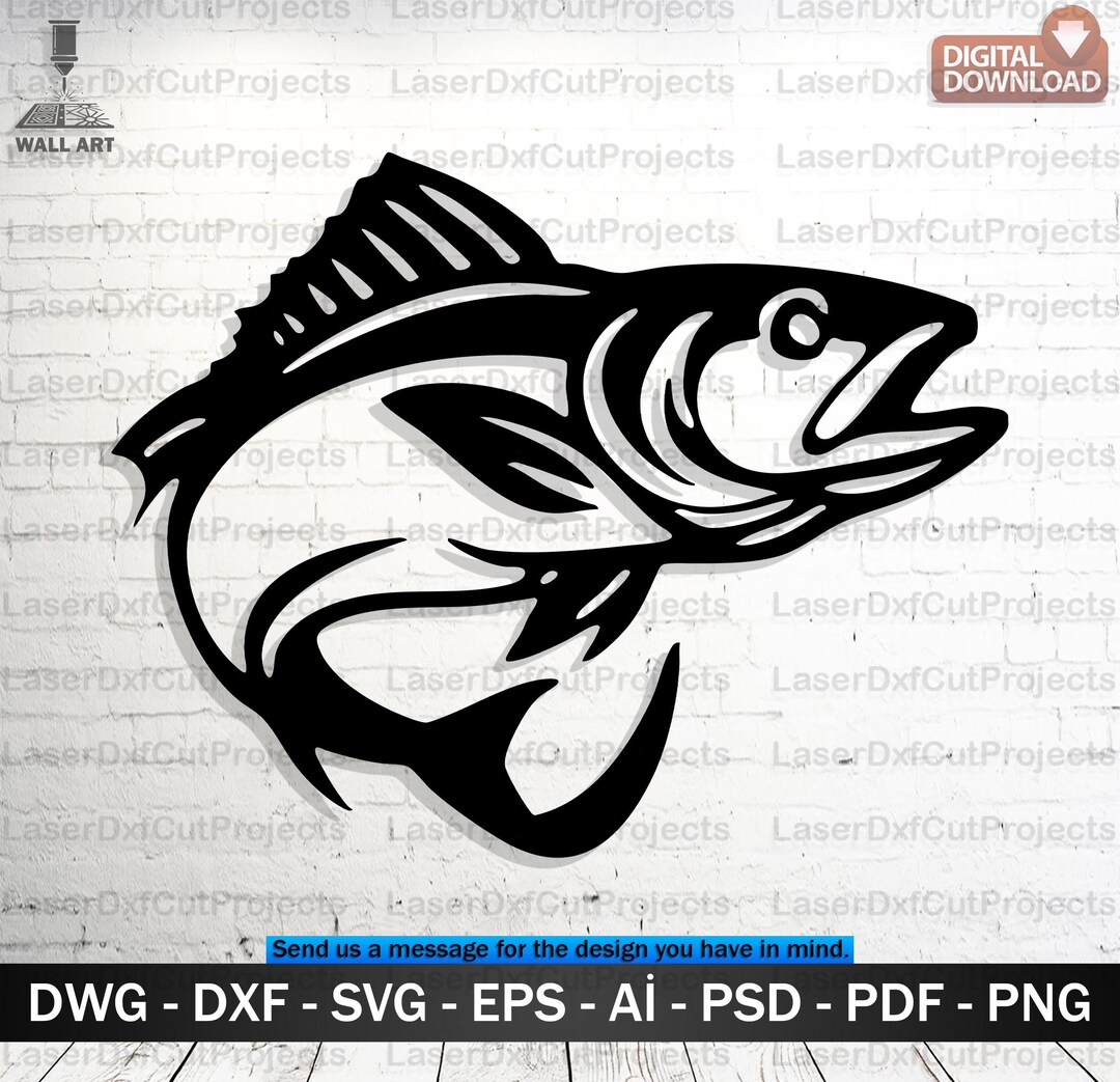 Bluefish Silhouette – DXF & SVG Cut File for Laser, CNC, Cricut Fish ...