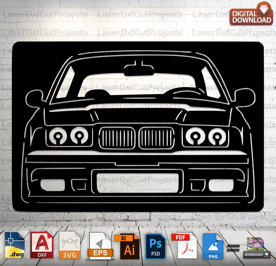 Bmw E36 Laser Cut File DXF SVG Digital Download CNC Plasma Wood Metal ...