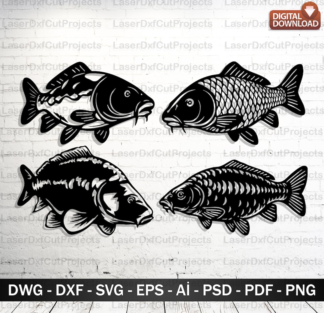 Carp Fish Wall Art 4-pack: CNC Laser Cut Files (digital Download) - Etsy