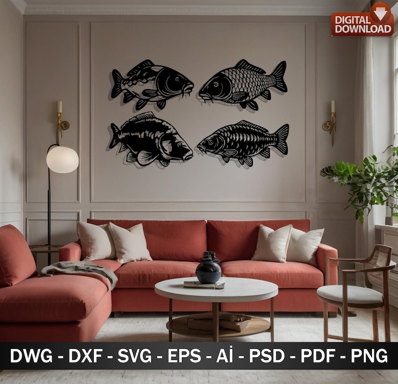 Carp Fish Wall Art 4-pack: CNC Laser Cut Files (digital Download) - Etsy
